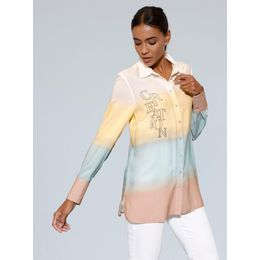 CR&Eacute;ATION L Langarmbluse CREATION L, Damen, Gr. 52, vanille, kalkmint, bedruckt, 100% Viskose, gemustert, mehrfarbig, Blusen