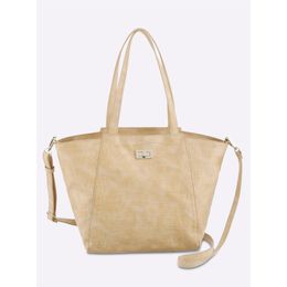 Shopper Heine, Damen, Gr. B/H/T: 44cm x 30cm x 16cm, camel, Metall, Viskosemischung, unifarben, Taschen Shopper