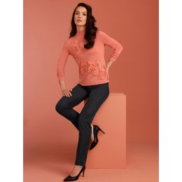 Stehkragenshirt CREATION L PREMIUM "Shirt", Damen, Gr. 42, papaya, 96% Lyocell, 4% Elasthan, unifarben, Shirts Stehkragenshirt