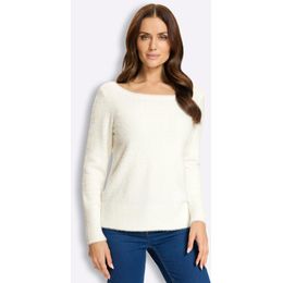 Strickpullover Heine "Pullover", Damen, Gr. 34, ecru, 54% Polyamid, 30% Viskose, 16% Polyester, unifarben, Pullover Strickpullover