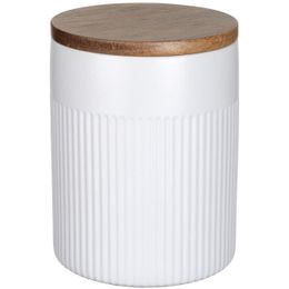 Sch&ouml;ner Wohnen Kollektion Vorratsdose "REFIA", wei&szlig;, H:15,5cm &Oslash;:12cm, Akazienholz, Keramik, Silikon, SCH&Ouml;NER WOHNEN-KOLLEKTION, Lebensmittelaufbewahrungsbeh&auml;lter, Vorratsdose, Aufbewahrungsdose f&uuml;r Lebensmittel mit Akazienholz-Deckel, luftdicht