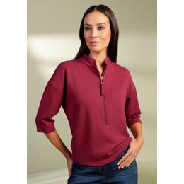 Sweatshirt Heine, Damen, Gr. 50, dunkelrot, 50% Modal, 44% Polyester, 6% Elasthan, unifarben, Rundhals, Sweatshirts Sweatshirt