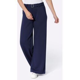 Jerseyhose Heine, Damen, Gr. 50, Normalgr&ouml;&szlig;en, marine, 55% Viskose, 40% Polyester, 5% Elasthan, unifarben, Hosen Jerseyhose