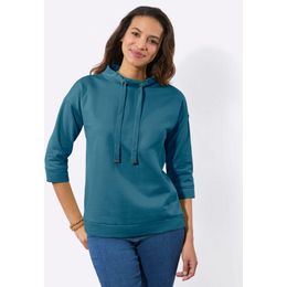 Sweatshirt Casual Looks, Damen, Gr. 54, blau (topas), 100% Baumwolle, unifarben, Sweatshirts Sweatshirt