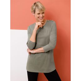 Longshirt Classic Basics "Langarm-Shirt", Damen, Gr. 38, gr&uuml;n (khaki), 100% Baumwolle, unifarben, Rundhals, Shirts Longshirt
