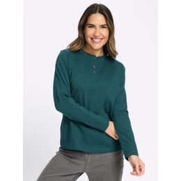 Langarmshirt Classic Basics "Langarm-Shirt", Damen, Gr. 56, gr&uuml;n (petrol), 100% Baumwolle, unifarben, Rundhals, Shirts Langarmshirt