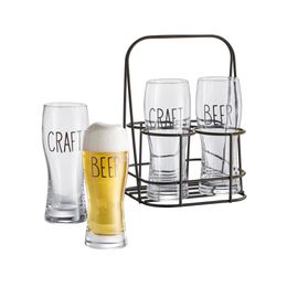 Gl&auml;ser-Set, transparent, B:18,5cm H:24cm, Glas, Metall, Trinkgef&auml;&szlig;e