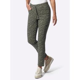 Webhose Classic Basics, Damen, Gr. 38, Normalgr&ouml;&szlig;en, khaki, graphit, bedruckt, 85% Polyester, 12% Viskose, 3% Elasthan, bedruckt, gemustert, mehrfarbig, Hosen