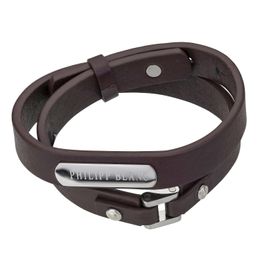 Armband PHILIPP BLANC "PBA41RS", braun, silber, Armb&auml;nder, Herren, 18cm/19.5cm, Edelstahl Leder, Edelstahl, Leder, Armband