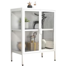 Standvitrine Vcm "Stahl Glas Standvitrine Vitrine Schaukasten FlokaS", wei&szlig;, B:60cm T:35cm, Obermaterial: 100% Metall MT., Schr&auml;nke, Standvitrine