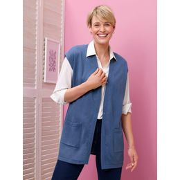 Strickweste Classic Basics, Damen, Gr. 46, blau (jeansblau), 100% Polyacryl, unifarben, Westen Strickweste