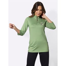 3/4-Arm-Shirt "Freizeitshirt", Damen, Gr. 38, eucalyptus, 95% Polyester, 5% Elasthan, unifarben, Shirts 3/4-Arm-Shirt