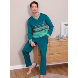 w&auml;schepur Schlafanzug W&Auml;SCHEPUR, Herren, Gr. 52/54, aquapetrol, blaugr&uuml;n, bedruckt, 100% Baumwolle, Homewear-Sets Schlafanzug