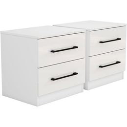 Nachtkommode OTTO HOME "Sylt Schlafzimmerschrank Garderobe Schrank hochglanz", wei&szlig;, B:48cm H:47cm T:40cm, Sideboards, Nachttisch Bestseller Beistelltisch Kommode