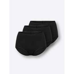 Taillenslip, Damen, Gr. 50, 3 Stk., schwarz, 95% Baumwolle, 5% Elasthan, Spitze:12% Elasthan, 88% Polyamid, Unterhosen Taillenslip