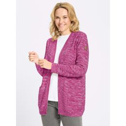 Strickjacke Classic Basics, Damen, Gr. 46, pink (magenta, meliert), 100% Polyacryl, gemustert, mehrfarbig, meliert, Strickjacken Strickjacke