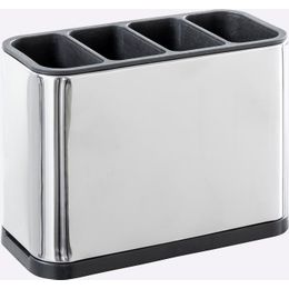 Aufbewahrungsbox HEINE HOME, silberfarben, schwarz, B:18cm H:13cm T:9cm, Edelstahl, Kunststoff, Metall, Aufbewahrungsboxen, Aufbewahrungsbox