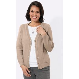 Strickjacke Casual Looks, Damen, Gr. 40, beige, 50% Baumwolle, 50% Polyacryl, unifarben, Strickjacken Strickjacke