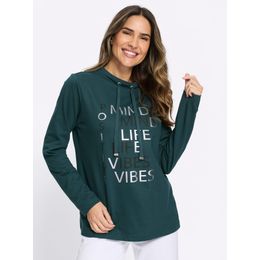 Sweatshirt Classic Basics, Damen, Gr. 56, petrol, schwarz, bedruckt, 50% Baumwolle, 50% Polyester, gemustert, mehrfarbig, Sweatshirts Sweatshirt