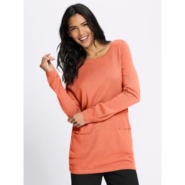 Longpullover "Longpullover", Damen, Gr. 44, orange (papaya), 100% Polyacryl, unifarben, Pullover Longpullover