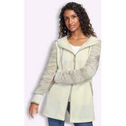 Fleecejacke Heine, Damen, Gr. 50, ecru, 100% Polyester, Besatz:100% Polyester, Einsatz:100% Polyester, &Auml;rmelfutter:100% Baumwolle, gemustert, mehrfarbig, Jacken Fleecejacke