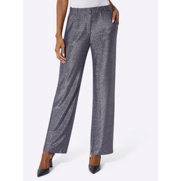 CR&Eacute;ATION L Jerseyhose CREATION L, Damen, Gr. 52, Normalgr&ouml;&szlig;en, silber (silberfarben, marine), 52% Polyamid, 42% metallisierte Fasern, 6% Elasthan, unifarben, Hosen Jerseyhose