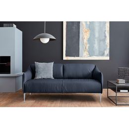 2,5-Sitzer W.Schillig "sally Design-Sofa, Loungesofa, bequem, schmale Armlehnen, Breite 194cm", blau (blau z59), B:194cm H:78cm T:84cm, Longlife Xtra-Leder Z59: Glattleder mit modischer Pr&auml;gung. Hautst&auml;rke 0, 9 - 1, 1 mm., Sofas, mit Metallf&uuml;&szlig;en in Bronze pulverbeschichtet, Breite 194 cm
