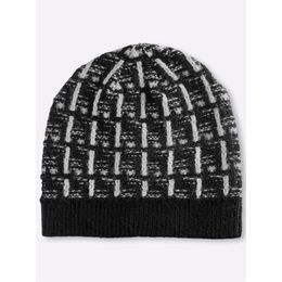 Strickm&uuml;tze Casual Looks, Damen, schwarz, gemustert, Wolle, M&uuml;tzen Strickm&uuml;tze