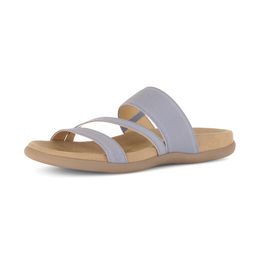 Pantolette Gabor, Damen, Gr. 39, jeansblau, Textil, Leinenoptik, Schuhe Pantolette, Keilabsatz, Sommerschuh, Schlappen mit atmungsaktivem Lederfutter
