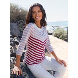 Print-Shirt Casual Looks "Druck-Shirt", Damen, Gr. 44, hortensie, malve, bedruckt, 100% Baumwolle, gemustert, gestreift, mehrfarbig, Rundhals, Shirts