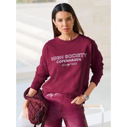 Sweatshirt Heine, Damen, Gr. 50, bordeaux, 82% Baumwolle, 18% Polyester, unifarben, Rundhals, Sweatshirts Sweatshirt