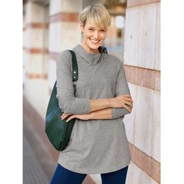 Longshirt Classic Basics "Longshirt", Damen, Gr. 48, steingrau, meliert, 88% Baumwolle, 12% Polyester, meliert, Shirts Longshirt