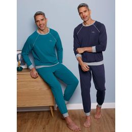 w&auml;schepur Schlafanzug W&Auml;SCHEPUR, Herren, Gr. 52/54, marine, aquapetrol, 100% Baumwolle, Homewear-Sets Schlafanzug