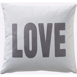 Kissenh&uuml;lle, wei&szlig;, grau, B:40cm L:40cm, Polyester, 100% Polyester, Kissenbez&uuml;ge, Kissenh&uuml;lle