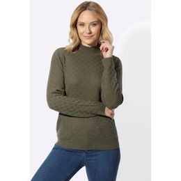 Stehkragenpullover Classic Basics "Stehkragen-Pullover", Damen, Gr. 38, gr&uuml;n (khaki), 100% Polyacryl, unifarben, Pullover Stehkragenpullover