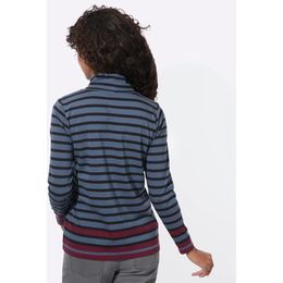Rollkragenshirt Casual Looks "Ringelshirt", Damen, Gr. 36, blau (rauchblau, schwarz, geringelt), 95% Baumwolle, 5% Elasthan, gemustert, gestreift, mehrfarbig, Shirts
