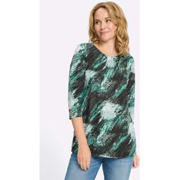 Longshirt Classic Basics "Longshirt", Damen, Gr. 42, schwarz, smaragd, bedruckt, 100% Baumwolle, gemustert, mehrfarbig, Rundhals, Shirts Longshirt