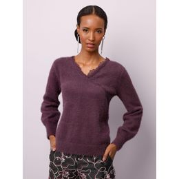 CR&Eacute;ATION L V-Ausschnitt-Pullover CREATION L "Lyocell-Mix-Pullover", Damen, Gr. 38, burgund, 61% Polyamid, 25% Lyocell, 14% Polyester, unifarben, Pullover