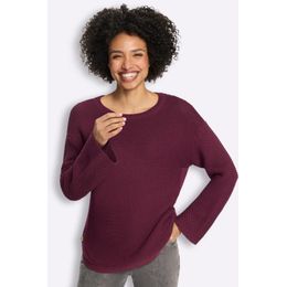 Strickpullover Heine "Pullover", Damen, Gr. 34, bordeaux, 50% Baumwolle, 50% Polyacryl, unifarben, Pullover Strickpullover