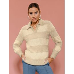 CR&Eacute;ATION L Strickpullover CREATION L "Pullover", Damen, Gr. 36, sand, 45% Polyamid, 30% Polyester, 20% Polyacryl, 5% Viskose, unifarben, Pullover Strickpullover