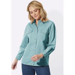 Jeansbluse Classic Basics, Damen, Gr. 44, salbei, 100% Baumwolle, unifarben, Blusen Jeansbluse