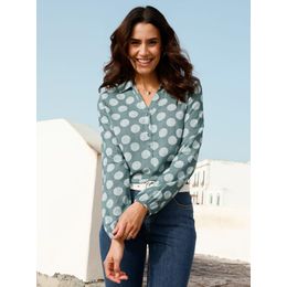 Druckbluse Inspirationen, Damen, Gr. 36, jade, bedruckt, 100% Viskose, gemustert, gepunktet, V-Ausschnitt, Blusen Druckbluse