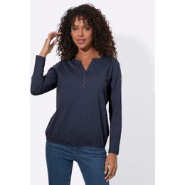 Langarmshirt Casual Looks "Langarm-Shirt", Damen, Gr. 42, marine, 100% Baumwolle, unifarben, Rundhals, Shirts Langarmshirt