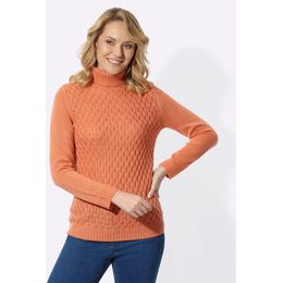 Rollkragenpullover Classic Basics "Rollkragen-Pullover", Damen, Gr. 38, papaya, 100% Polyacryl, unifarben, Pullover Rollkragenpullover