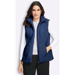 Fellimitatweste Inspirationen, Damen, Gr. 54, jeansblau, 100% Polyester, unifarben, Westen