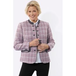 Jackenblazer CLASSIC "Boucl&eacute;-Blazer", Damen, Gr. 42, rosa (mauve, schwarz, gemustert), 90% Polyester, 10% Wolle, Blazer
