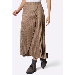 Karorock Heine, Damen, Gr. 38, sesam, dunkelrot, kariert, 98% Polyester, 2% Elasthan, gemustert, kariert, mehrfarbig, lang, R&ouml;cke