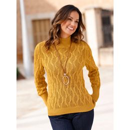 Stehkragenpullover Inspirationen "Stehkragen-Pullover", Damen, Gr. 36, ocker, 100% Baumwolle, unifarben, Pullover Stehkragenpullover
