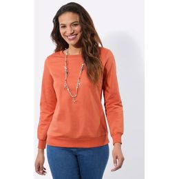 Sweatshirt Casual Looks, Damen, Gr. 52, orange (papaya), 100% Baumwolle, unifarben, Rundhals, Sweatshirts Sweatshirt