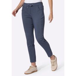 Webhose Heine, Damen, Gr. 38, Normalgr&ouml;&szlig;en, rauchblau, schwarz, bedruckt, 70% Viskose, 27% Polyamid, 3% Elasthan, bedruckt, gemustert, mehrfarbig, Hosen